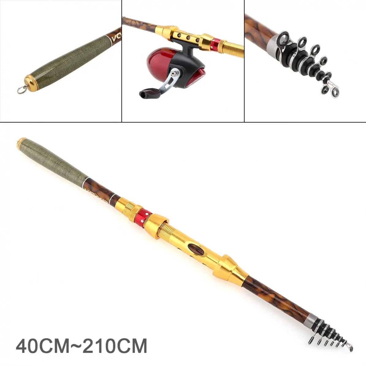 Portable Golden Camouflage Color 2.1M Carbon Fiber Telescopic Fishing ...