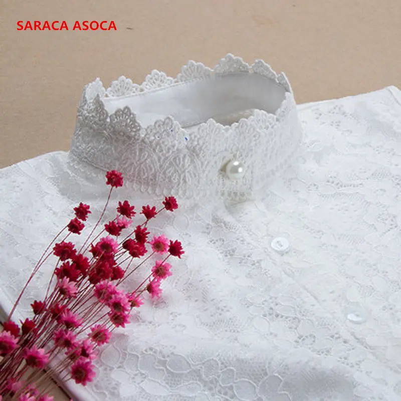 New Style Fashion Women's Stand up Fake Collar Solid Lace Detachable ...