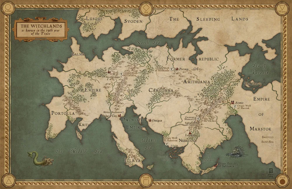 19th-Map-of-The-Witchlands-Truce-Classic-Vintage-Retro-Kraft-Decorative ...