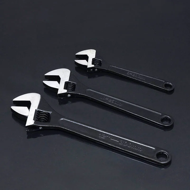 Black Professional 8" 10" 12" Diy Adjustable Wrench Spanner Hand Grip ...
