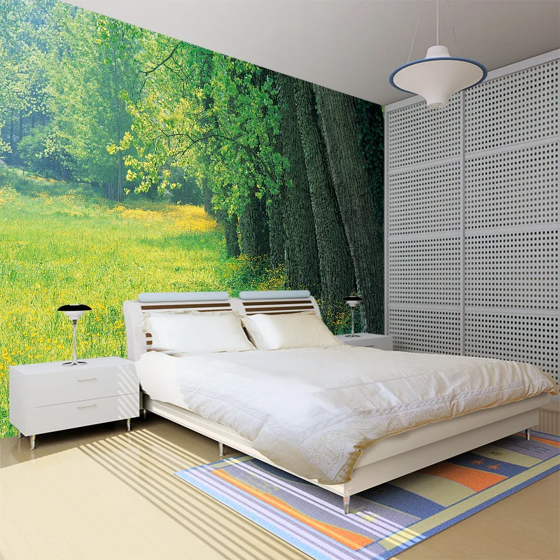 Customized 3D mural wallpaper medium-size oil painting with forest ...