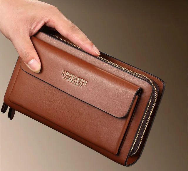 Brand Men Wallets with coin pocket zipper Double Zipper Male Wallet ...