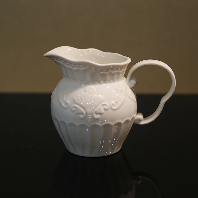 Embossed China Ceramic Milk Pot pastoral white ceramic milk Tank|Coffee ...
