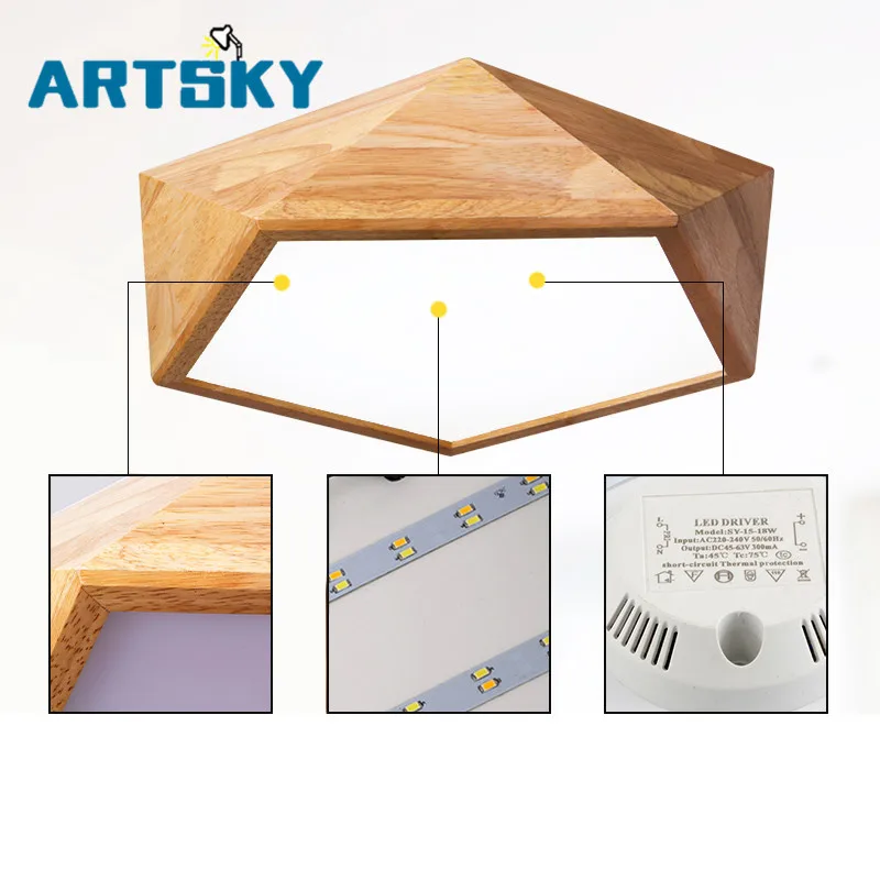 New Design Modern Led Ceiling Lights With Square Wood Frame Lamparas De ...