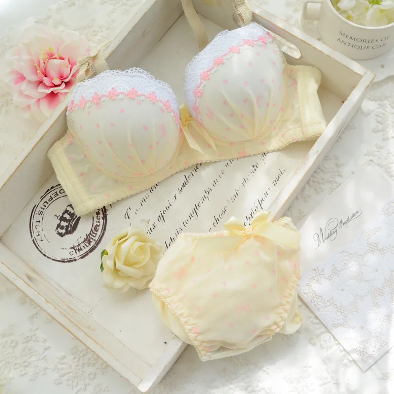 2016 puberty girls training bra set teenage padded training bra+briefs ...