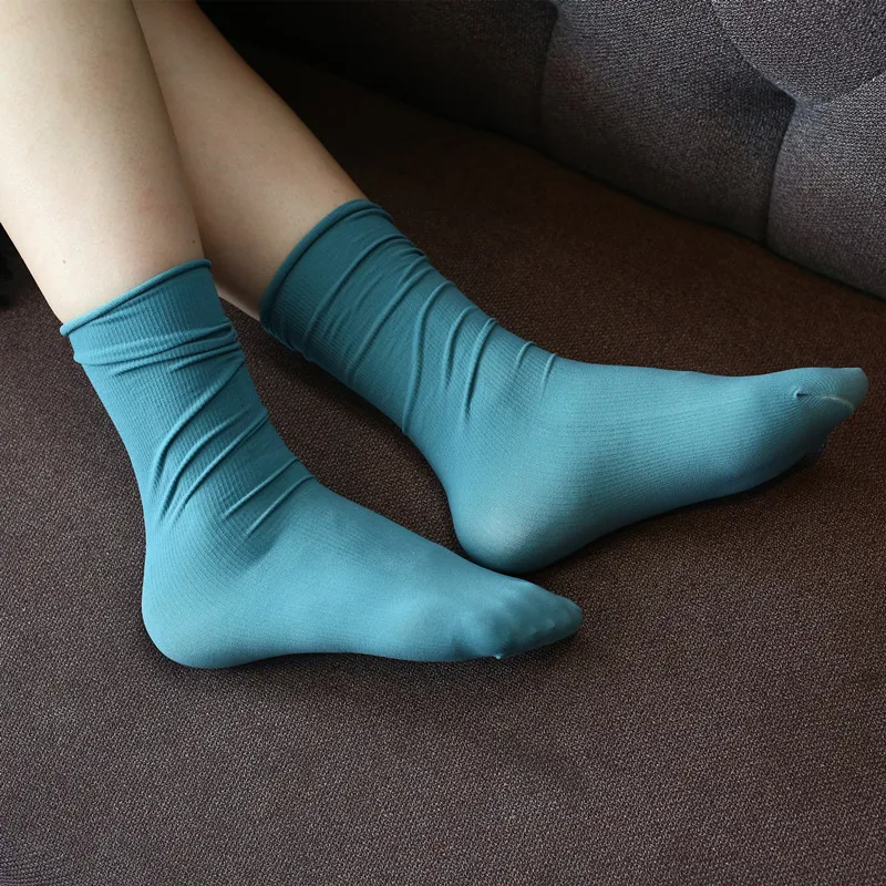 Women Socks Fashion Crystal Silk Socks Women Mesh Shiny Short Socks ...