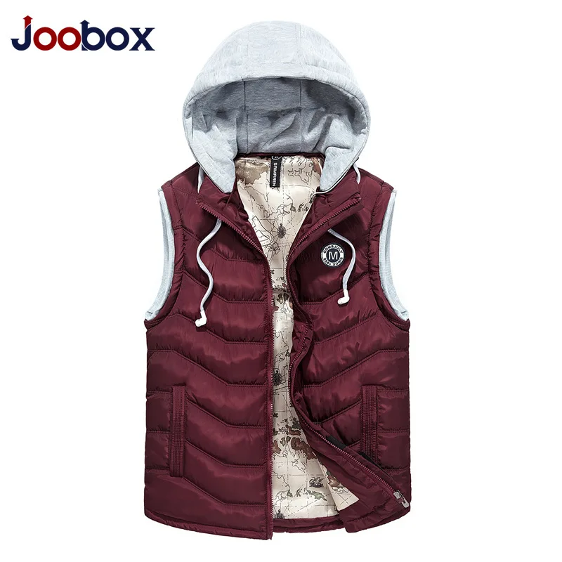 JOOBOX Down Vest Men Winter Waistcoat Vest Hood Autumn Coat Slim Fit ...