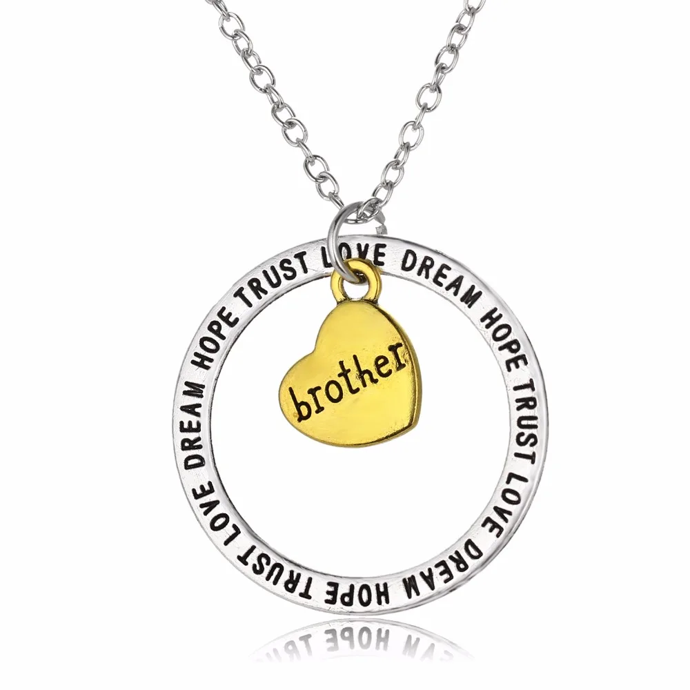 24pc/lot Family Love Brother Heart Round Pendant Necklace Man Best ...