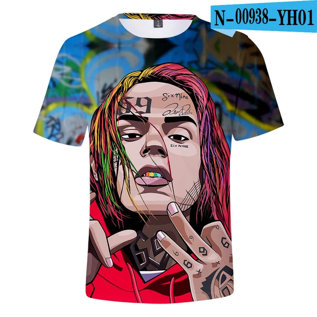 Hip Hop Rapper 69 6ix9ine Tekashi69 3D Printed T-Shirt Women Men Summer ...