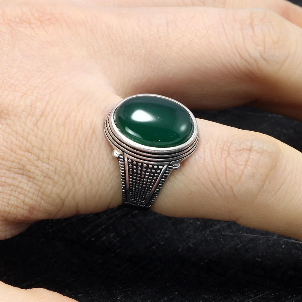 Antique Men's TurkishRings With Stones Natural Onyx Multi Colors Ring ...