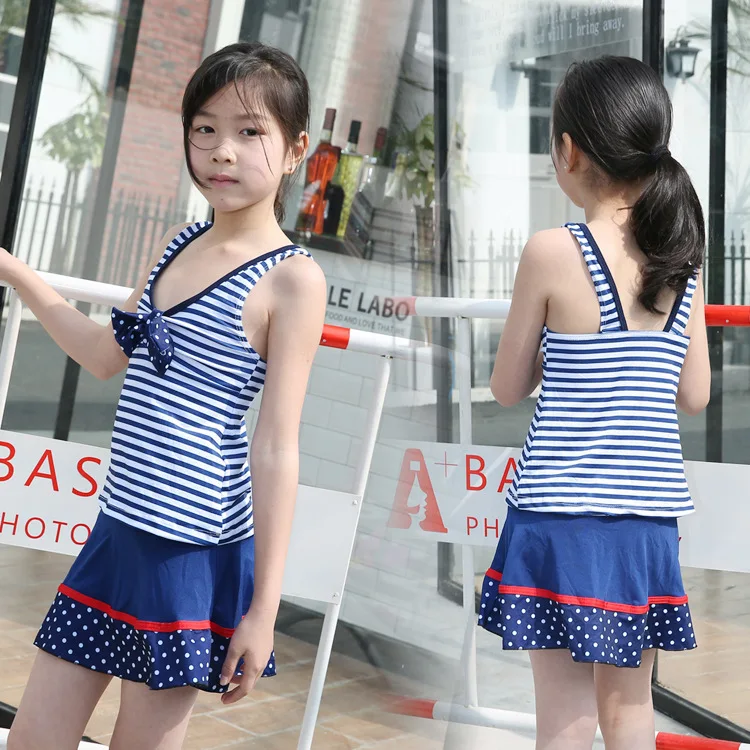 Children Kids Bathing Suits Girls One Piece Bow children's Stiped ...