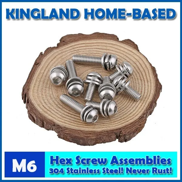 M6 Hex Socket Small Pan Button Head Screw Plain And Spring Washer ...