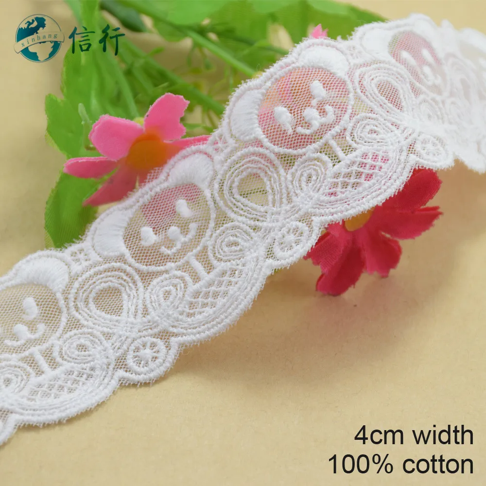 4cm Width Cotton Embroid Lace Sewing Ribbon Guipure Trims Or Fabric ...