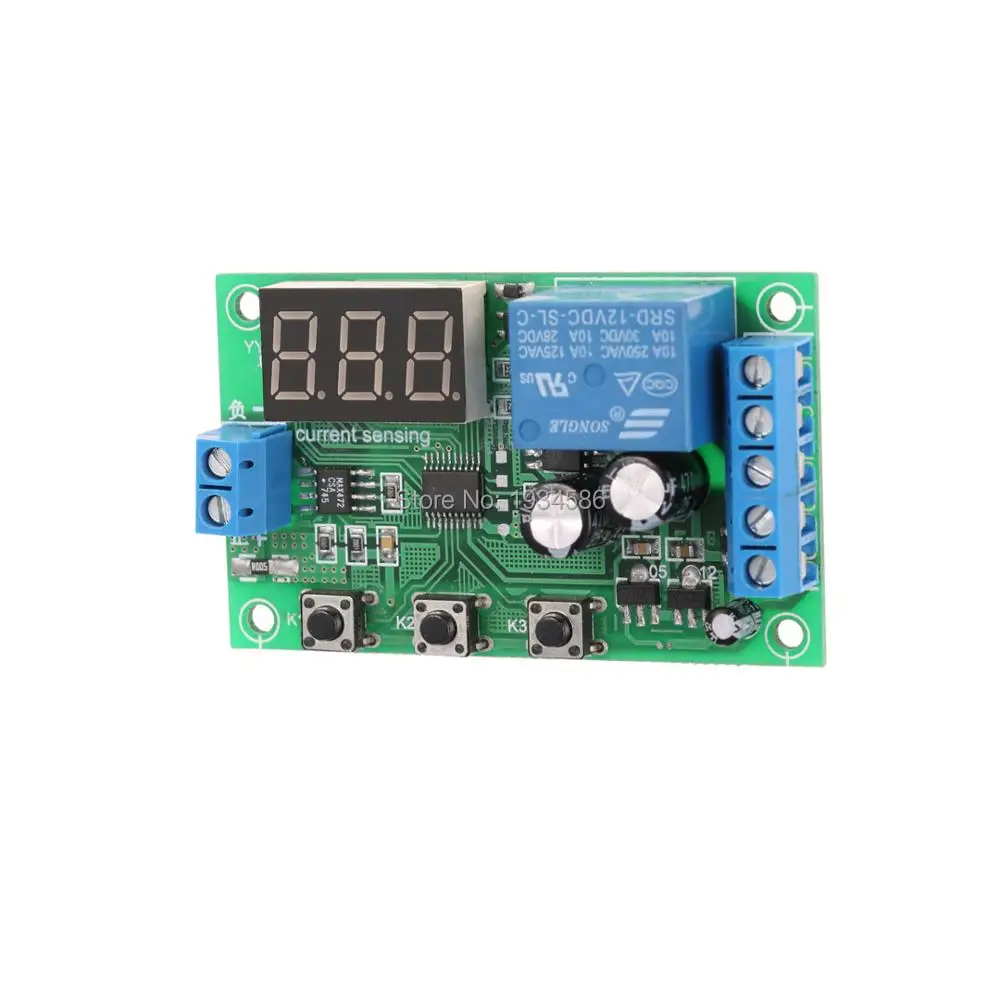 12V Digital 0 10A DC Current Detection Sensor Switch Current Monitor Delay Time Trigger Relay ...