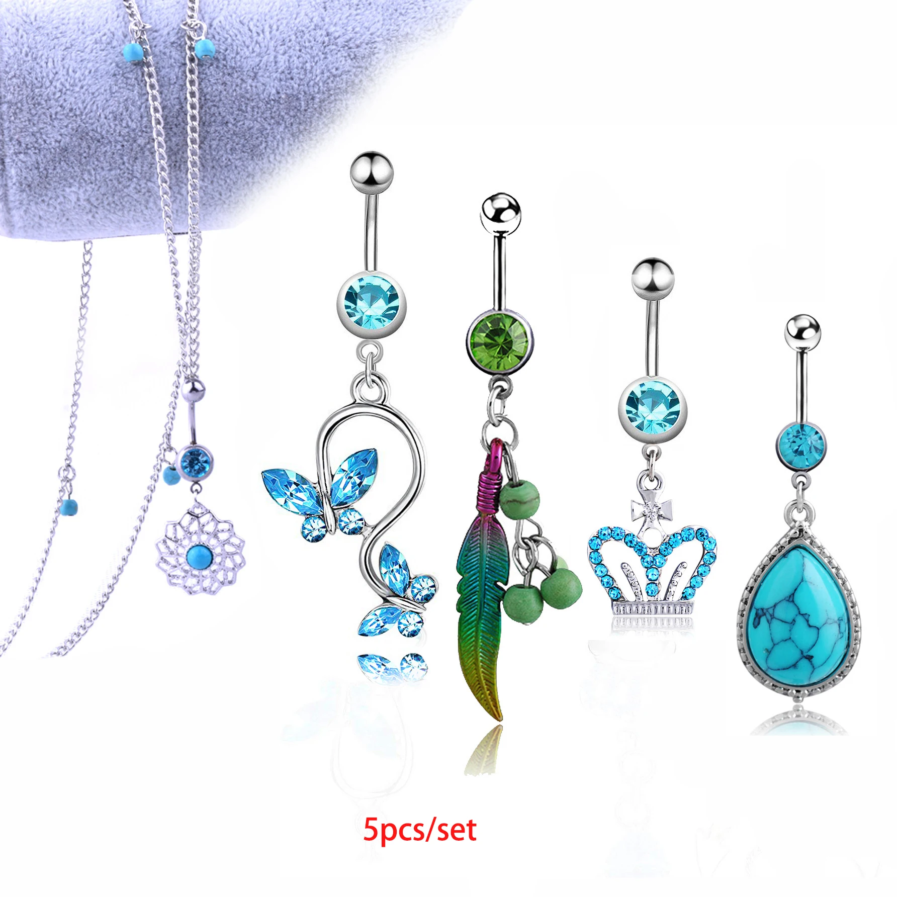 5pcs 14g Stainless Steel Belly Button Rings For Women Girls Navel Rings