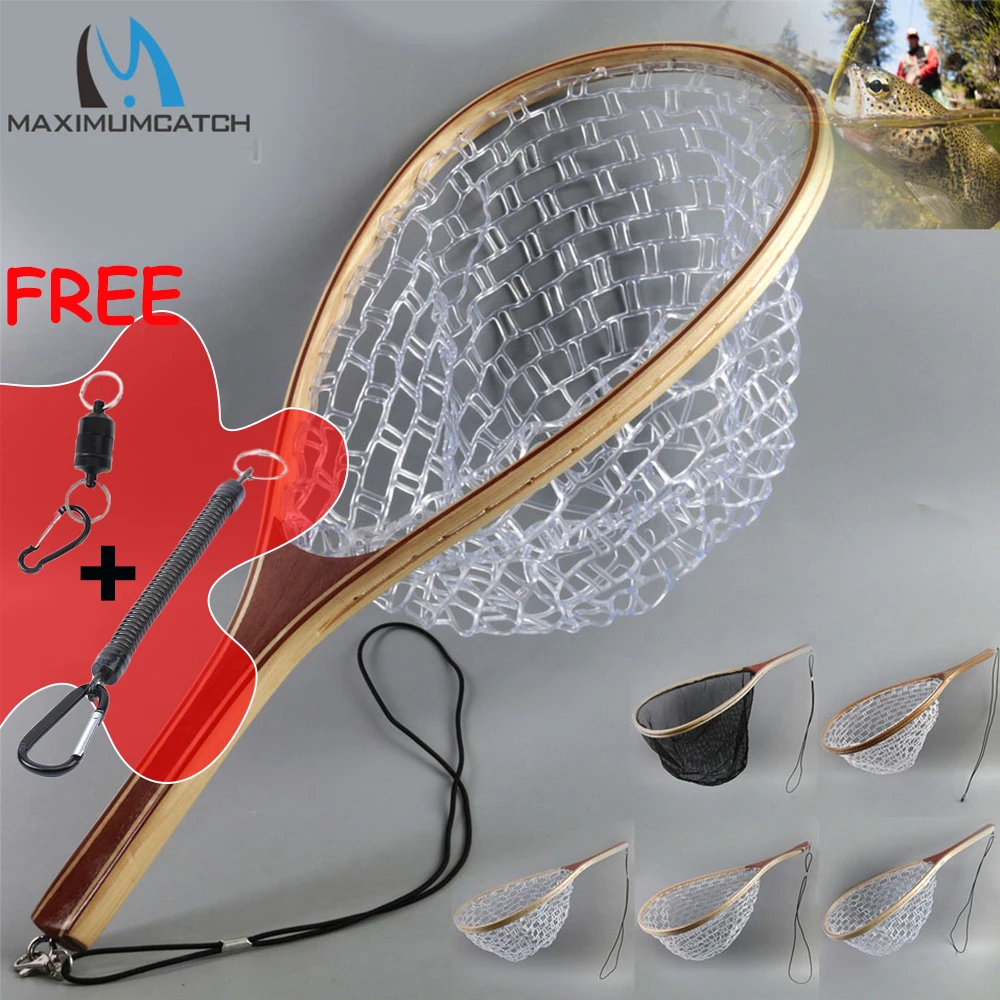Maximumcatch Fly Fishing Landing Net Clear Rubber/Mesh Trout Catch ...