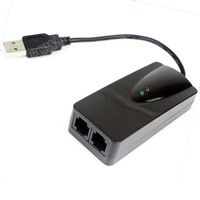Fax módem USB externo 56K datos V9.0 2 puertos para teléfono Ethernet ...