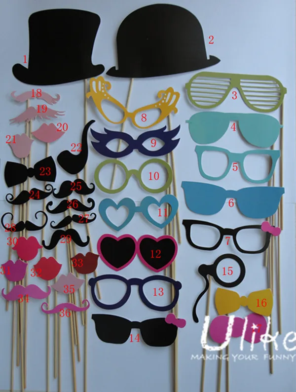 Free Shipping Hot Sale 36pcs Funny Mask Wedding Party Booth Prop ...