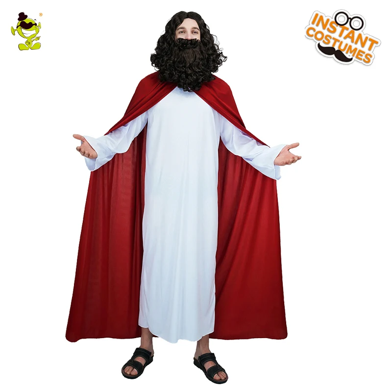 Men Jesus Cosplay Costume Halloween Masquerade Jesus Fancy Dress Adult ...