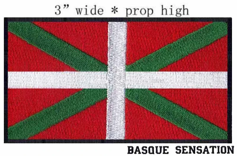 Basque Flag Spain embroidery patch 3" wide shipping/black border ...