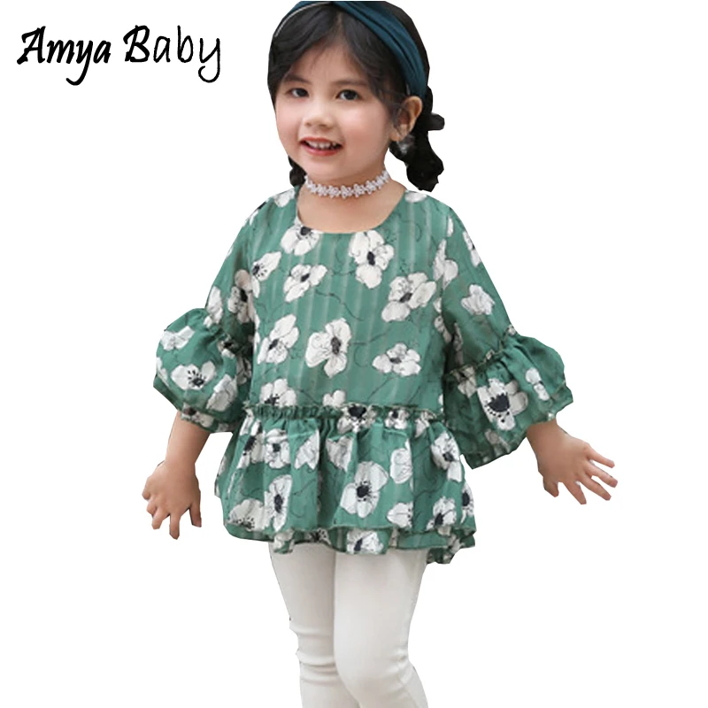 Amyababy Toddler Girls Summer Shirts Half Sleeve Floral T shirt Kids ...