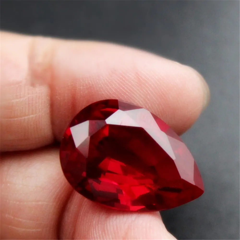 Gemstones Materials Natural Rubies cut and faceted oval and pear shapes ...