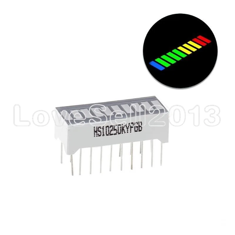 5PCS 10 Segment 4 Color LED Battery Level Bar Graph Power Display Indicator Module Red Yellow ...