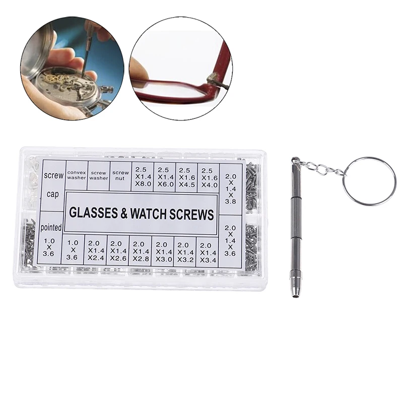 Universal 1000pcsset Micro Glasses Sunglass Watch Spectacles Screws Nuts Screwdriver Repair