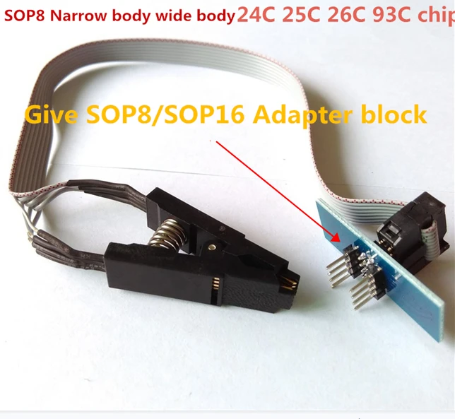 SOP8 test clip burning clamp IC clip line narrow body wide body 24C 25C ...