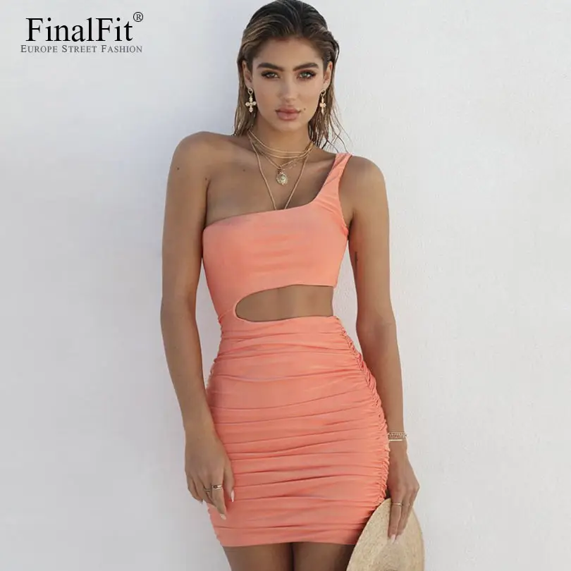 Aliexpress.com : Buy Night Club Bodycon Dress Ruched One Shoulder ...