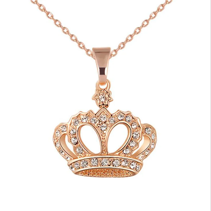 Luxury Rhinestone Queen Crown Choker Necklace Women Silver Gold Chain ...
