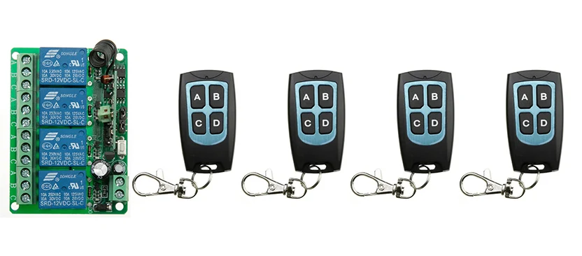 New DC12V 4CH RF Wireless Remote Control System teleswitch 4 ...