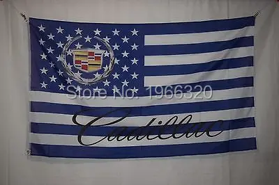 Cadillac logo emblem US Stars and Stripes outdoor Banner Flag 3ft x 5ft ...