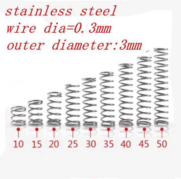 50pcs 0.3mm Stainless Steel Small spot compression spring outer ...