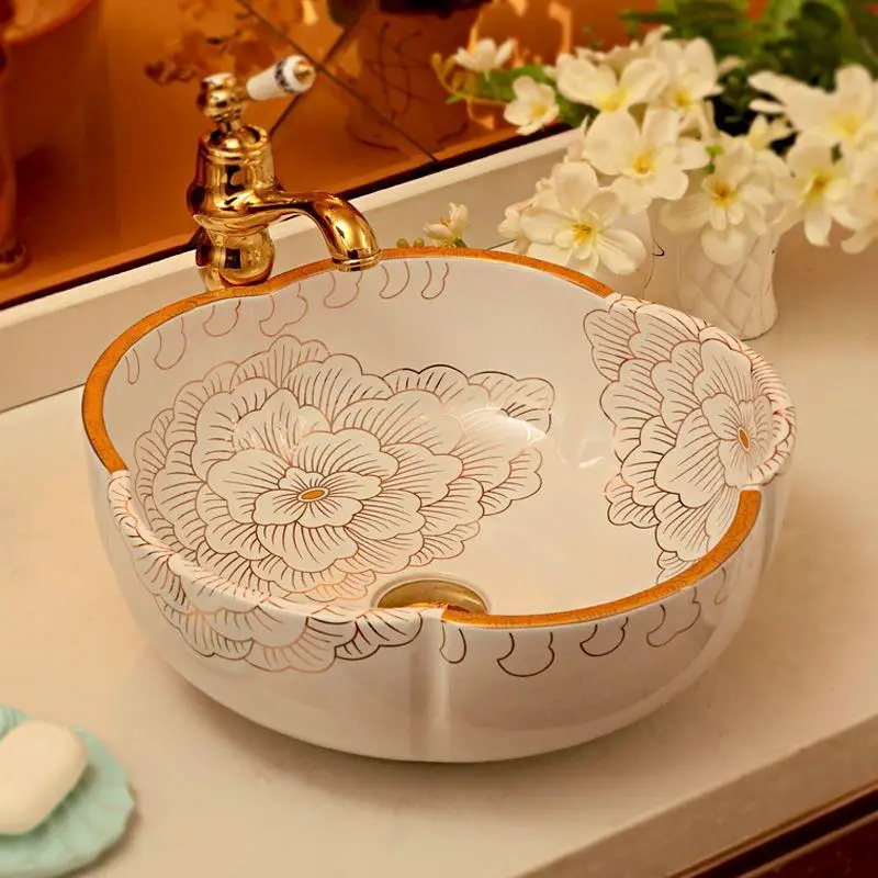 Chinese Style Ceramic Art Basin Sinks Counter Top washing basin ...