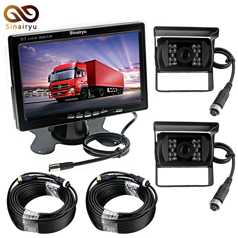 Dual Backup Camera And Monitor Kit For Bus Truck RV, IR LED Night ...
