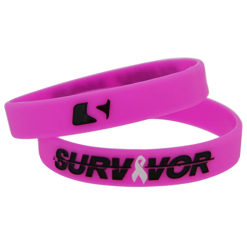 50pcs/lot Cancer Survivor with Ribbon Silicone Filled in Colour ...