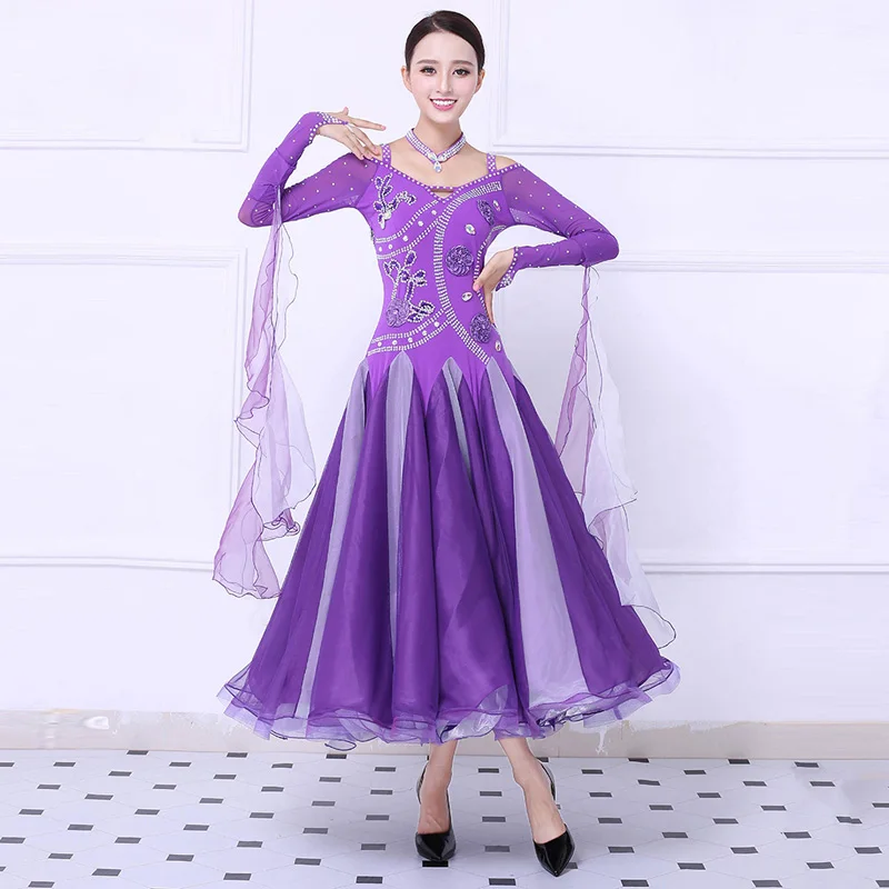 Dança De Salão padrão Vestido Das Mulheres de Alta Qualidade Roxo ...