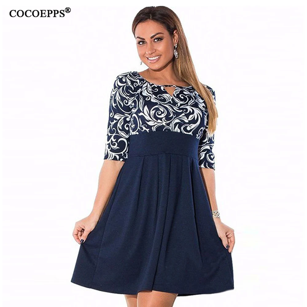Large Size 6XL Summer Dress 2017 Plus Size Midi Dress Casual Patchwork Large Size 6XL Summer Dress 2017 Plus Size Midi Dress Casual Patchwork