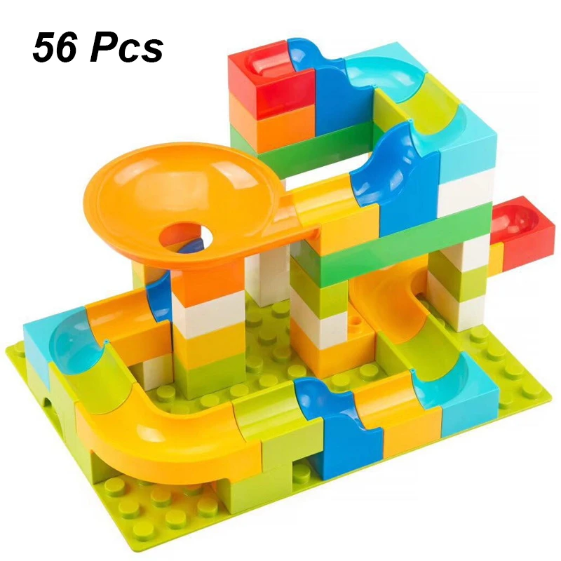 56PCS Marble Race Run Maze Ball Track Building Blocks Plastic Funnel ...