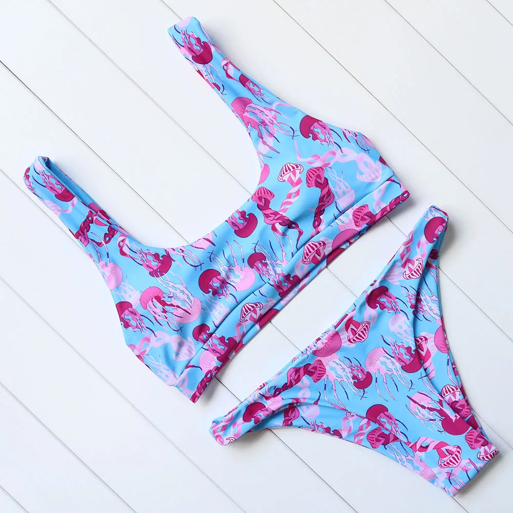 printed bikini set 2018 sexy bikinis women halter bandage swimwear push ...