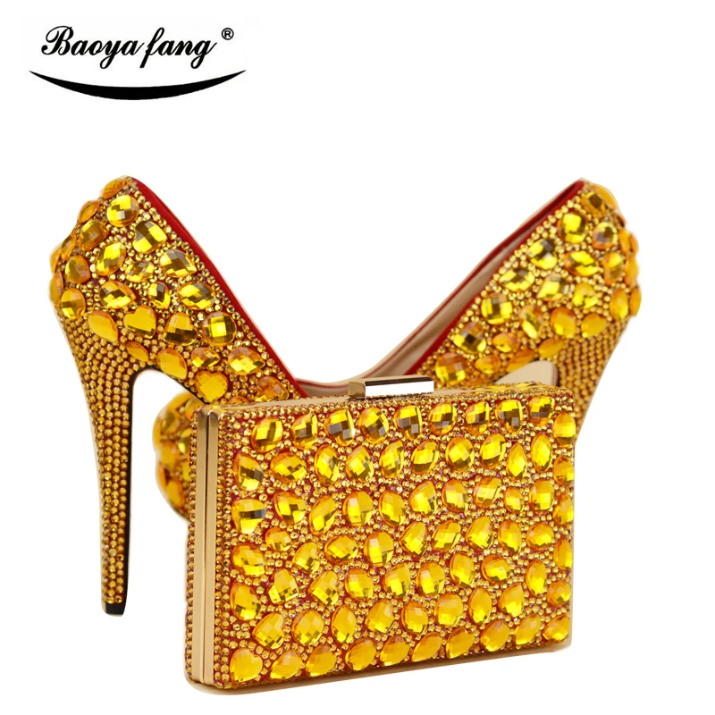 Red-golden-rhinestone-Womens-wedding-shoes-high-heels-shoes-with ...