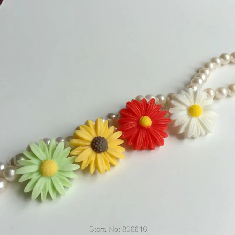 26MM 32Pcs Sunflower Style Resin Flat Base Flowers Making Jewelry ...