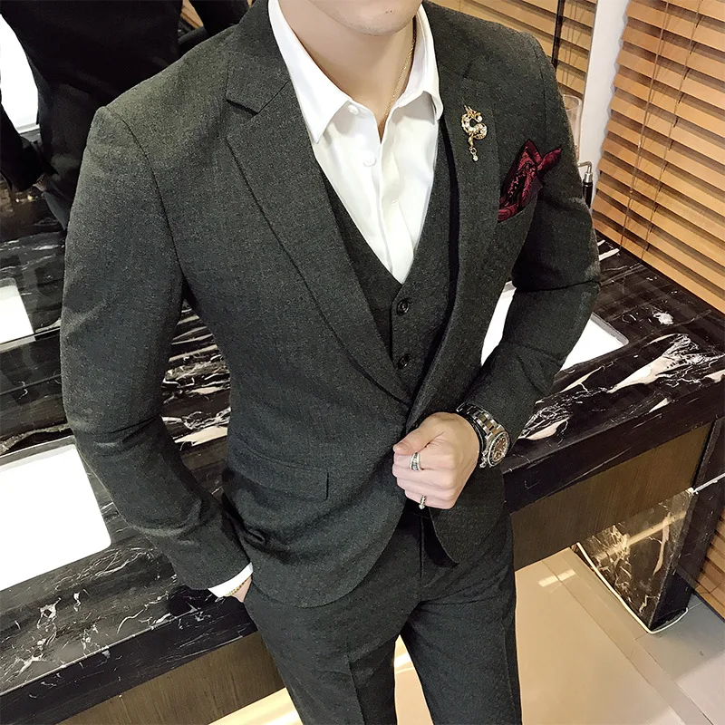 free shipping autumn winter new fashion Korean mens striped groom ...