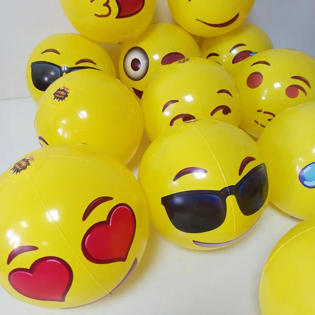 12 Inch Inflatable Beach Ball Smiley Face Expression Inflatable Emoji ...