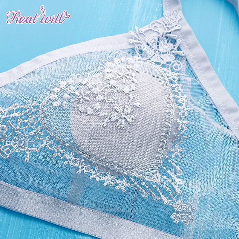 Realwill Беспроводной Сексуальный Кружевной комплект с бюстгальтером, вышитый кружевной ультра ...