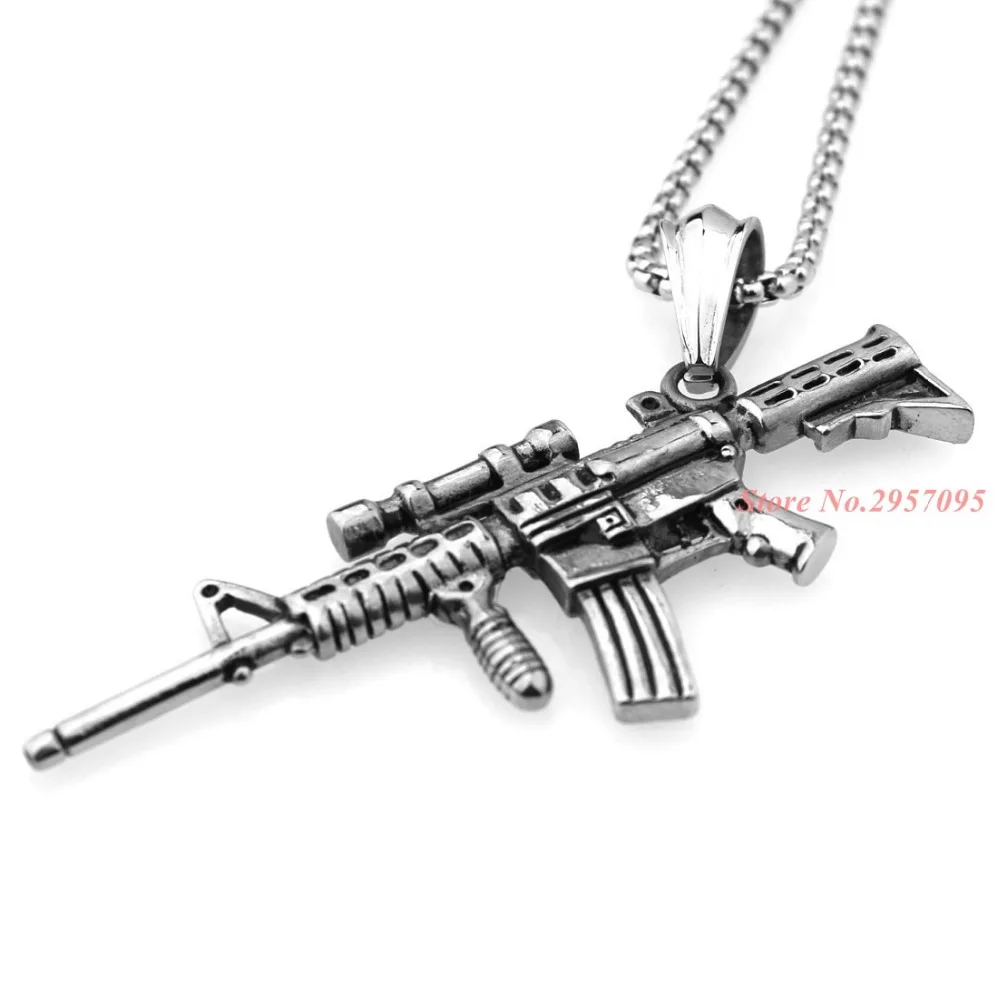 European Style Gun Pendant Necklace Hip Hop Chain Men Women Jewelry ...