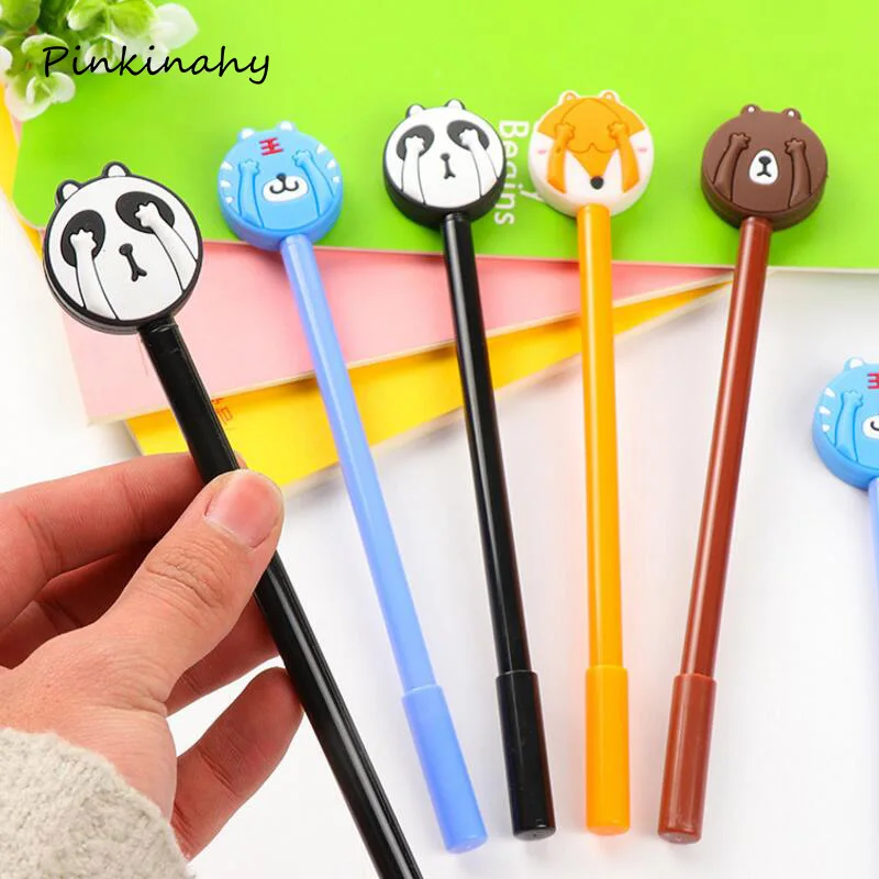 4 pcs/lot 0.38mm Cute Kawaii Panda Plastic Gel Pen Cartoon Bear Fox ...