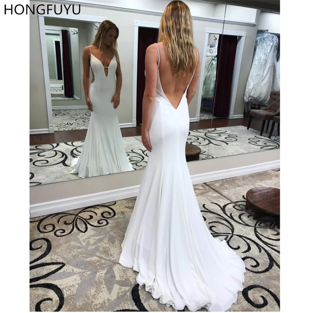 White Backless Prom Dress
