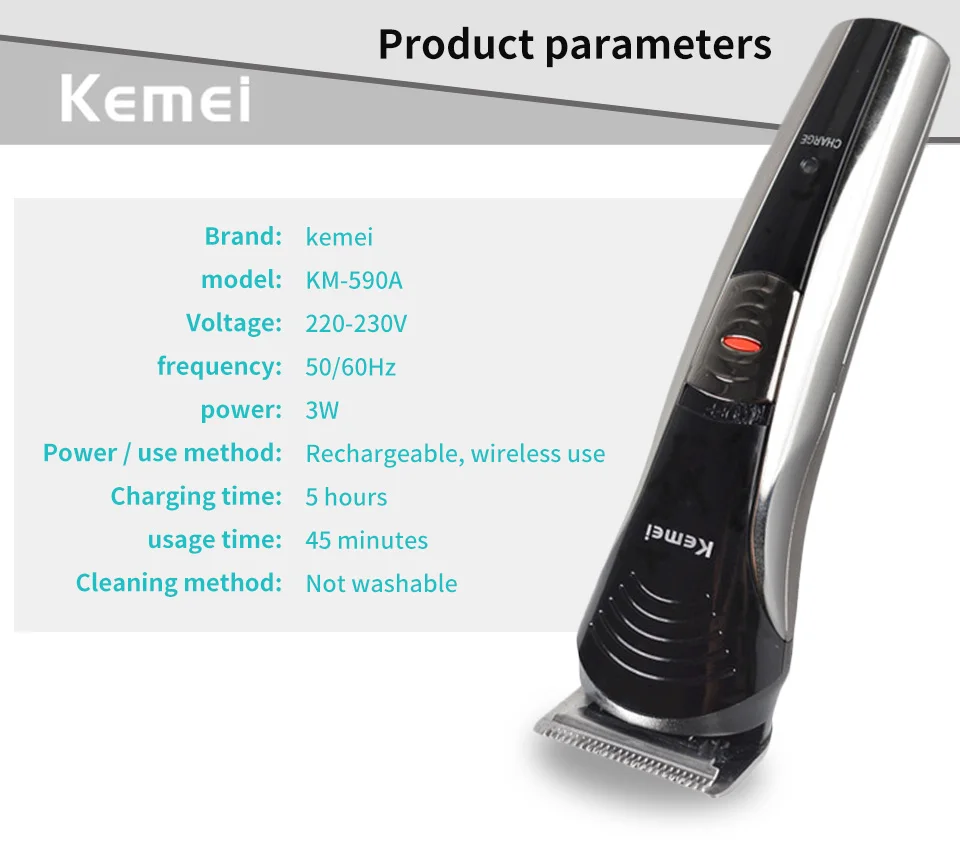 Kemei New Electric Hair Clipper Trimmer Rechargeable Shaver Razor ...